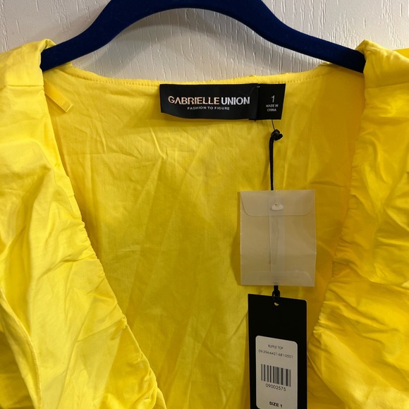 Fashion to Figure | Tops | Gabrielle Union Yellow Ruffle Wrap Peplum ...